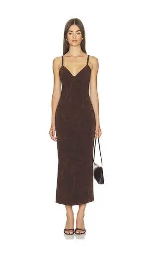 Bardot Estine Faux Suede Midi Dress In Chocolate