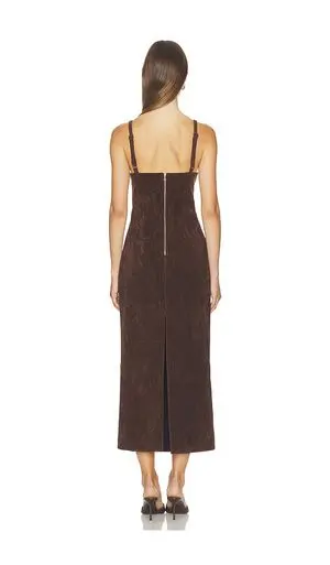 Bardot Estine Faux Suede Midi Dress In Chocolate