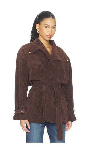 Bardot Veronica Faux Suede Jacket In Chocolate