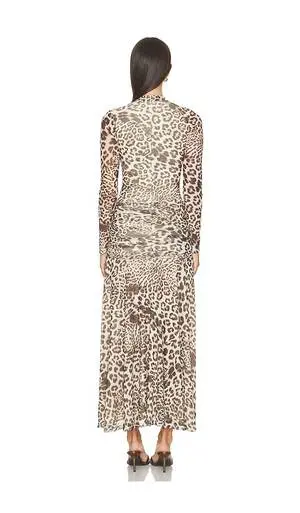 Bardot Lea Printed Mesh Dress In Brown
