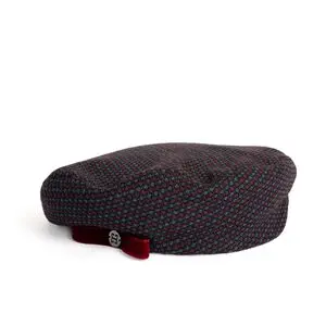 SIBI HATS Grey / Red Vera Lightweight Grey Winter Beret Hat With Velvet Bow - Grey/red
