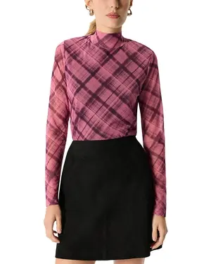Whistles Printed Mesh Top - Pink/multi