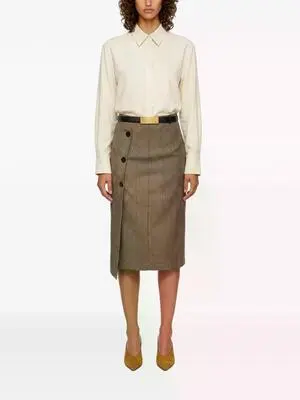 Antonelli Firenze Prince Of Wales Check Button-down Midi Skirt - Brown