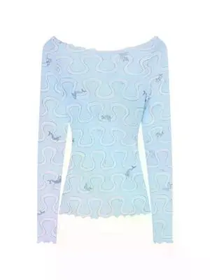 Emilio Pucci Onda Print Tulle Top - Blue
