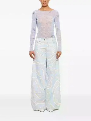 Emilio Pucci Onda Print Tulle Top - Blue