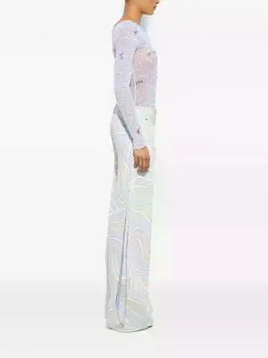 Emilio Pucci Onda Print Tulle Top - Blue
