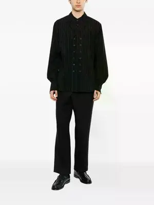 ZIGGY CHEN Pinstripe-print Double-breasted Shirt