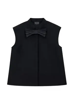 Giorgio Armani Bow-detail Sleeveless Blouse - Black