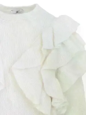 Elisabetta Franchi Knit Pullover With Ruffles - Neutrals