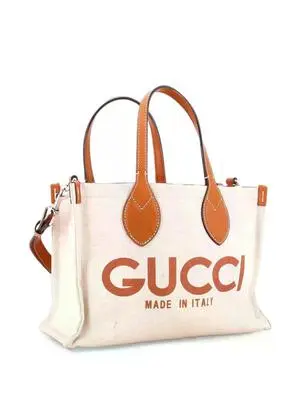 Gucci Logo Shopper Tote Printed Canvas Small Shoulder Bag