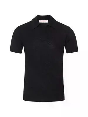 Orlebar Brown Horton Tile Knitted Polo Shirt - Black