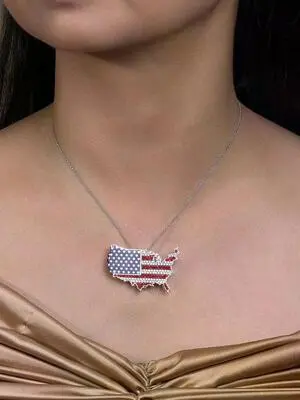 ASHNA MEHTA Ruby And Diamond Usa Flag Bag Charm - Silver