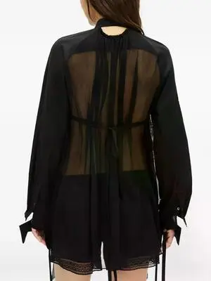 ANN DEMEULEMEESTER Lace-trim Pleated Shirt