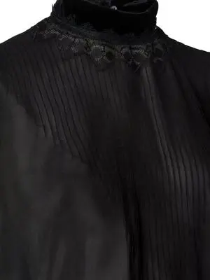 Fendi Lace-trimmed Pintuck-pleated Dress