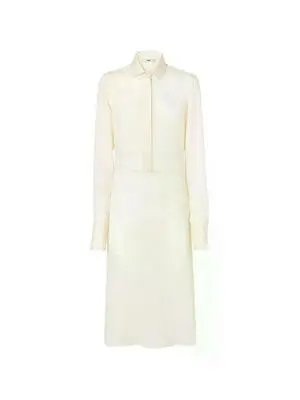 Fendi Jacquard-weave Long-sleeve Midi Dress - Neutrals