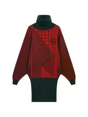 MAISON MARGIELA Geometric-pattern Roll-neck Mini Dress