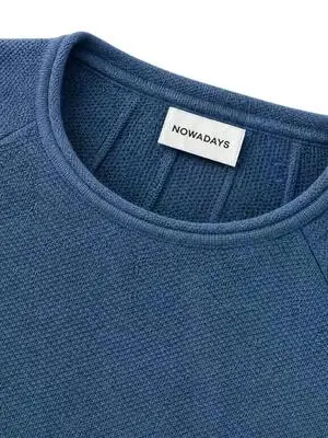 NOWADAYS Nos Honeycomb-knit Raglan-sleeve Sweater - Blue