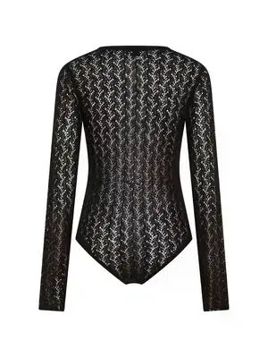 CYCLE Lace-knit Long-sleeve Bodysuit - Black
