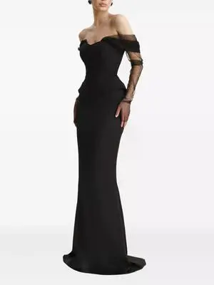 BENEDETTO Tulle-sleeve Corset Top