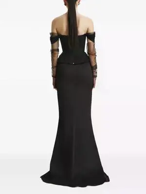 BENEDETTO Tulle-sleeve Corset Top