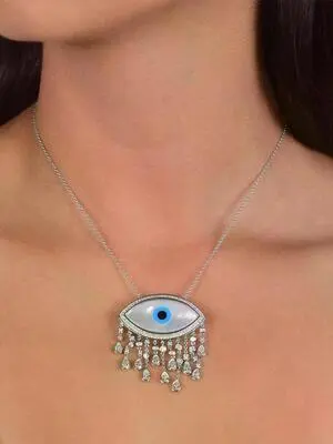 ASHNA MEHTA Diamond And Mother Of Pearl Evil Eye Bag Charm - Silver
