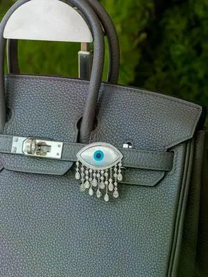 ASHNA MEHTA Diamond And Mother Of Pearl Evil Eye Bag Charm