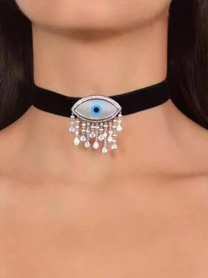 ASHNA MEHTA Diamond And Mother Of Pearl Evil Eye Bag Charm