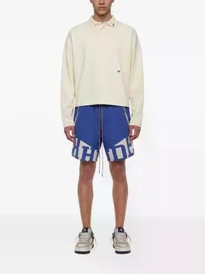 Rhude Logo-embroidered Long-sleeve Polo Shirt