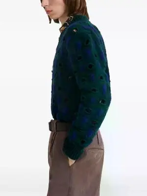 Marni Wool-cashmere Sweater With Cut-out Polka Dots - Blue