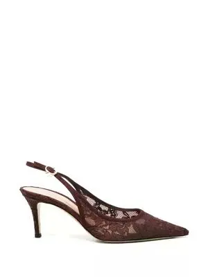 GIANVITO ROSSI Claudia Sling 70 Lace-panelling Heeled Pumps - Brown