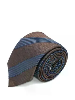 FERRAGAMO Gancini Diagonal-stripe Tie - Brown