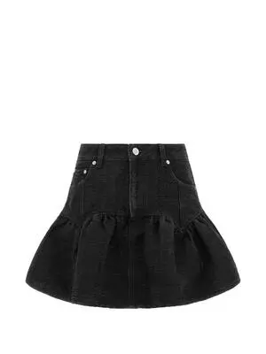 GANNI Lurex-denim Flounced Mini Skirt - Black