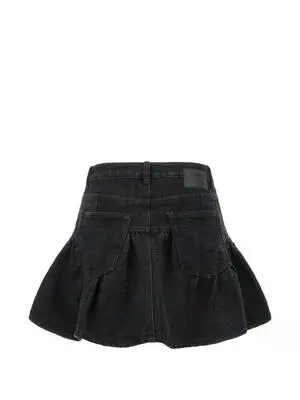 GANNI Lurex-denim Flounced Mini Skirt