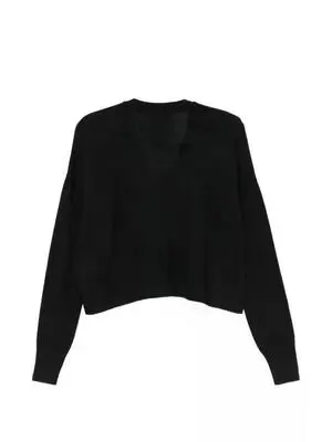 MA'RY'YA V-neck Patch-pocket Cardigan - Black