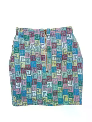 Balmain Monogram Print Mini Skirt