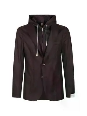 Eleventy Detachable-hood Notched-lapels Jacket - Brown