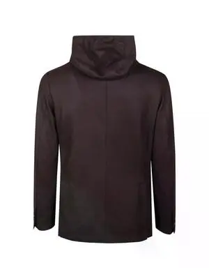 Eleventy Detachable-hood Notched-lapels Jacket - Brown