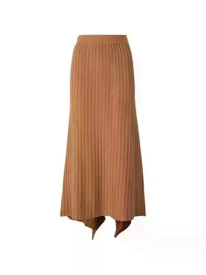 ELY ELY Asymmetrical Ribbed-knit Midi Skirt