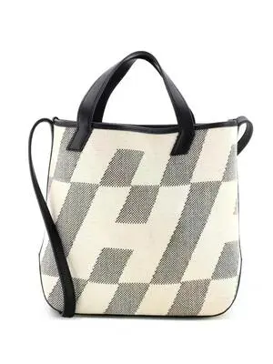Hermès Cabas H En Biais Tote Canvas With Leather 27 Shoulder Bag - Black