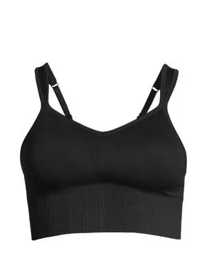 CASALL Ribbed-knit V-neck Sports Bra - Black
