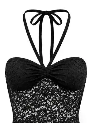MARKGONG Lace Halterneck Bodysuit Black