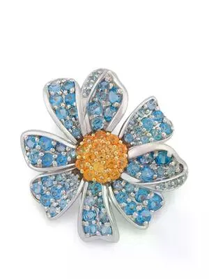 ASHNA MEHTA Blue Topaz Yellow Sapphire Daisy Bag Charm - Silver