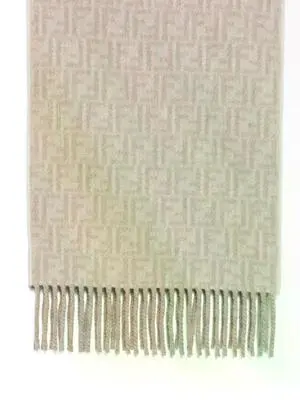 Fendi Ff Motif Fringed Scarf - Grey