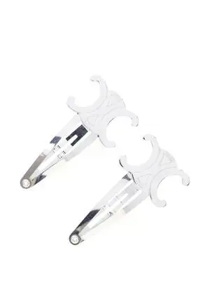 Celine 2010s Triomphe Hair Clips - Silver