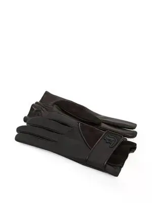 FERRAGAMO Logo-patch Panelled Gloves - Black