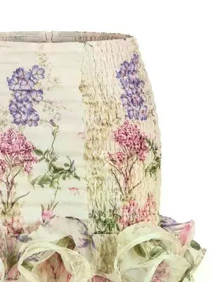 Charo Ruiz Ibiza Turma Floral-print Ruffled Short Skirt - Neutrals