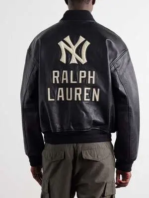 Polo Ralph Lauren Mlb Appliquéd Leather Varsity Jacket