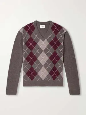 Nn07 Otto 60070 Argyle Wool Sweater - Gray