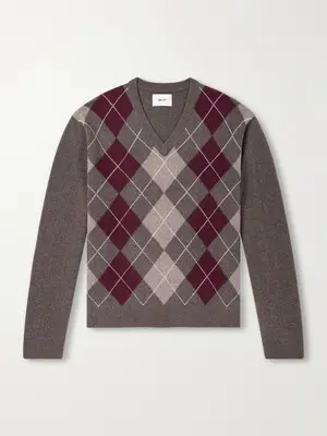 Nn07 Otto 60070 Argyle Wool Sweater - Gray