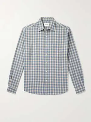 Nn07 Deon 5465 Checked Organic Cotton-flannel Shirt - Blue